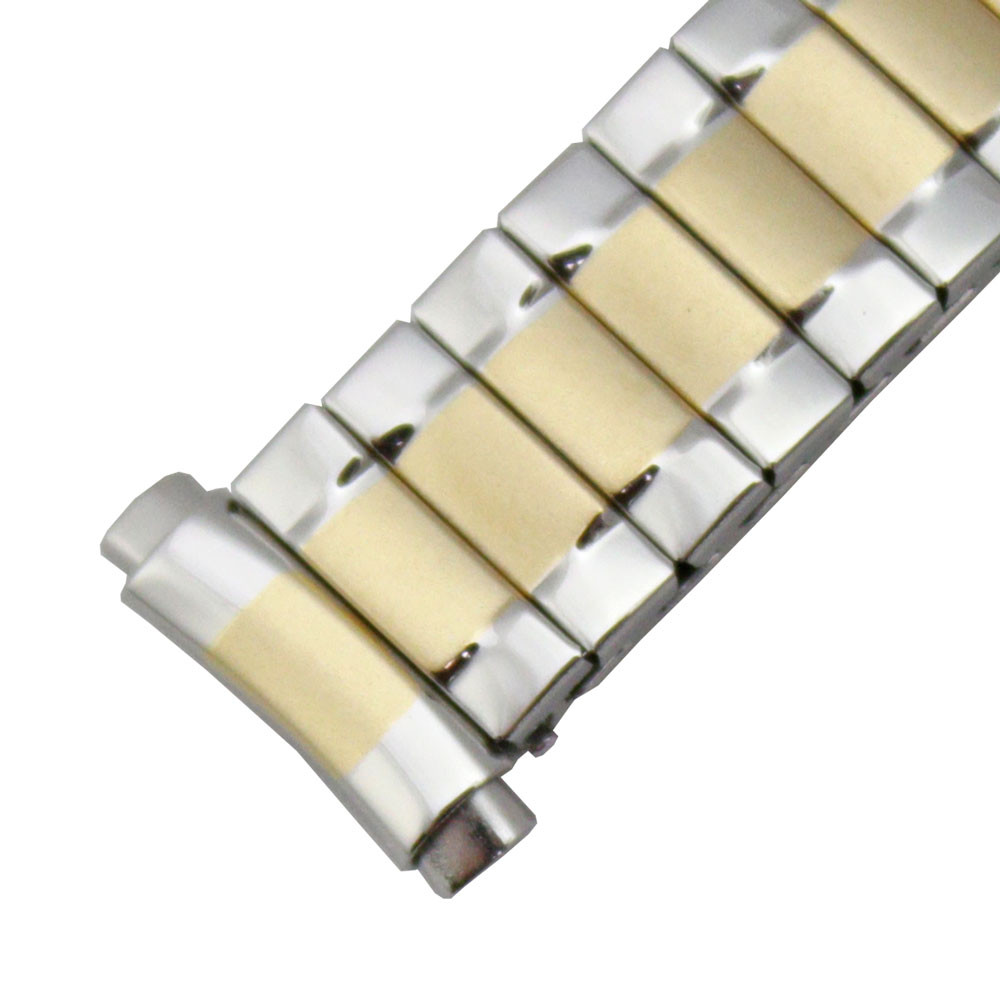 Metal Watch Band Expansion Style Two Tone Color Expandable Curved Ends ...