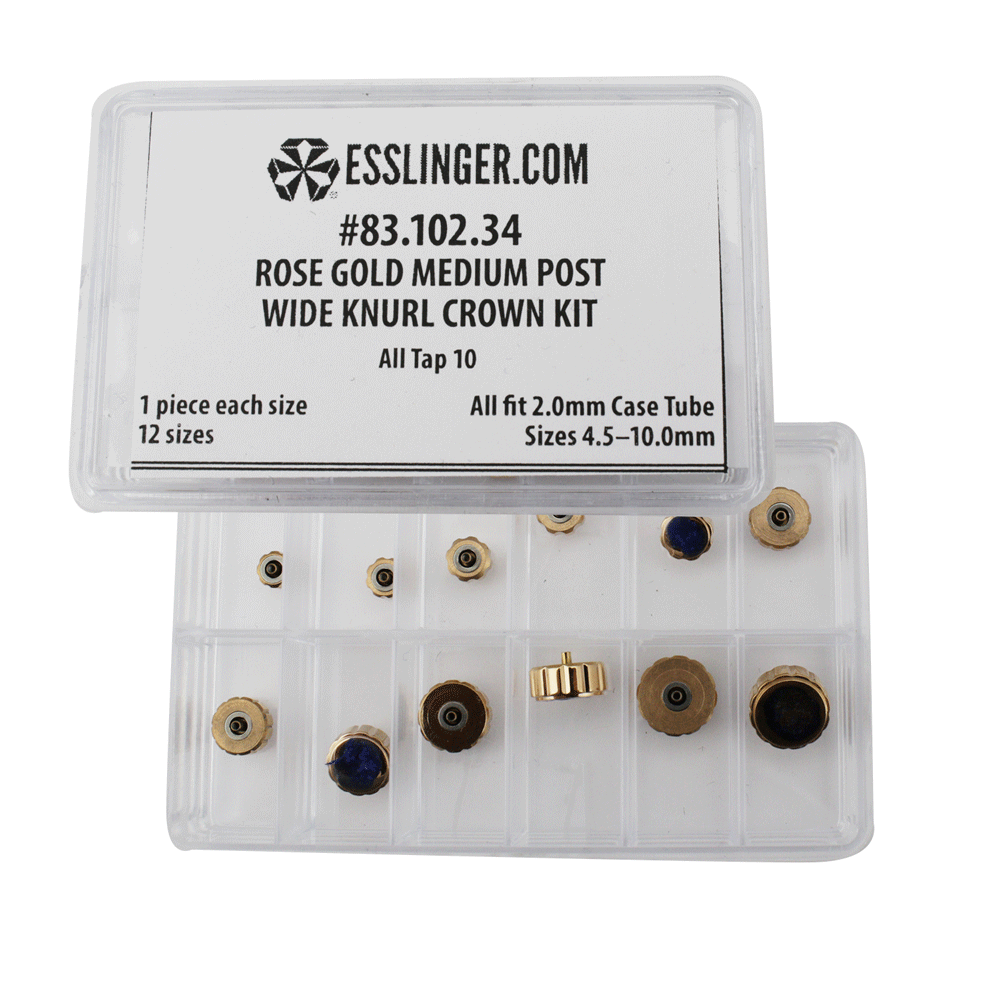 Waterproof Medium Post Wide Knurl Quartz Watch Crown Assortment Rose ...