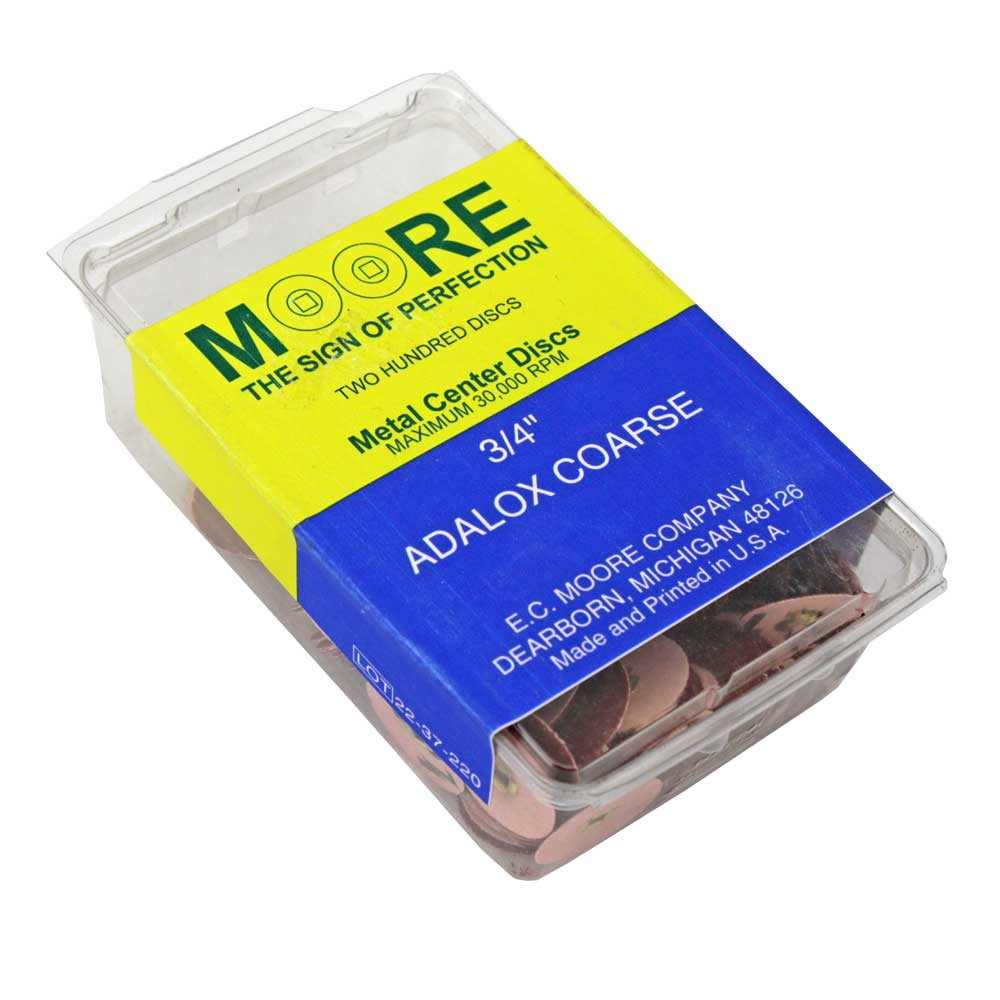 Moore's Adalox 7/8 Inch Brass Center Sanding Discs Box 200 COARSE