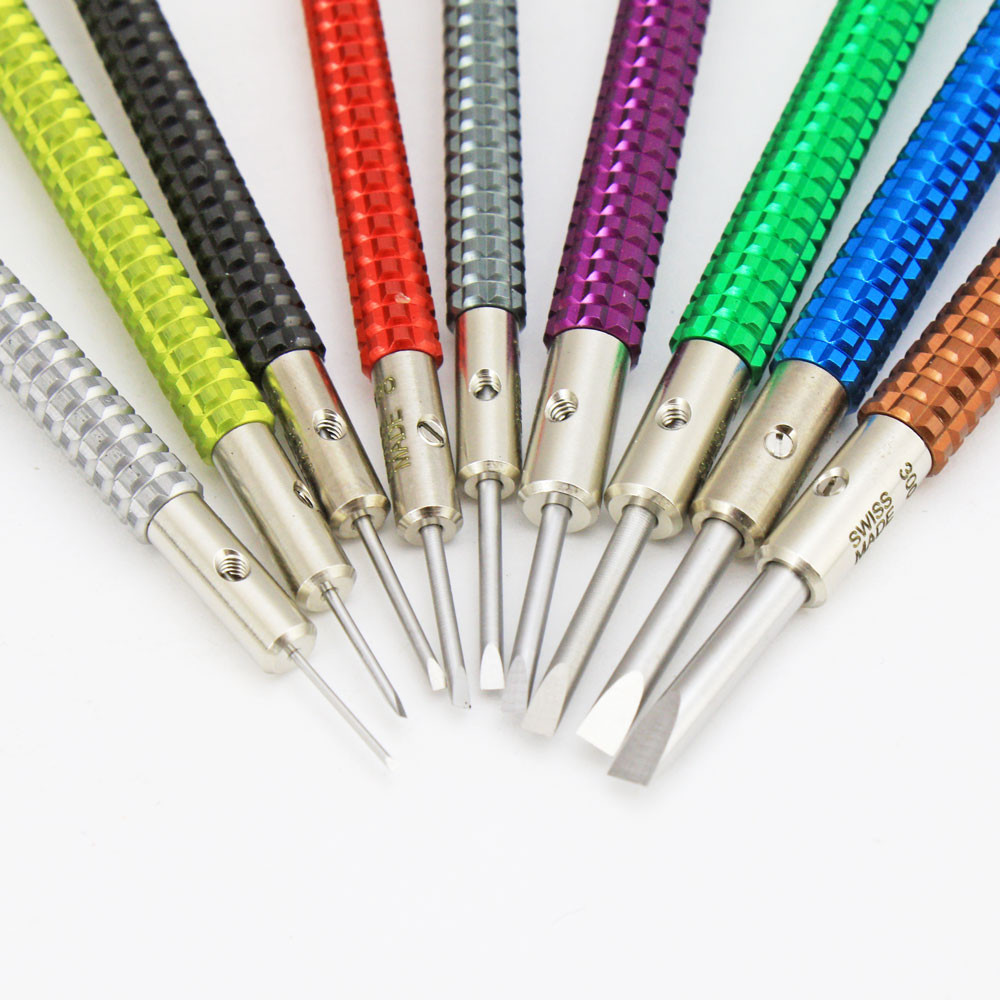 Horotec Aluminum Watchmakers Screwdrivers Set of 9 in Wood Box
