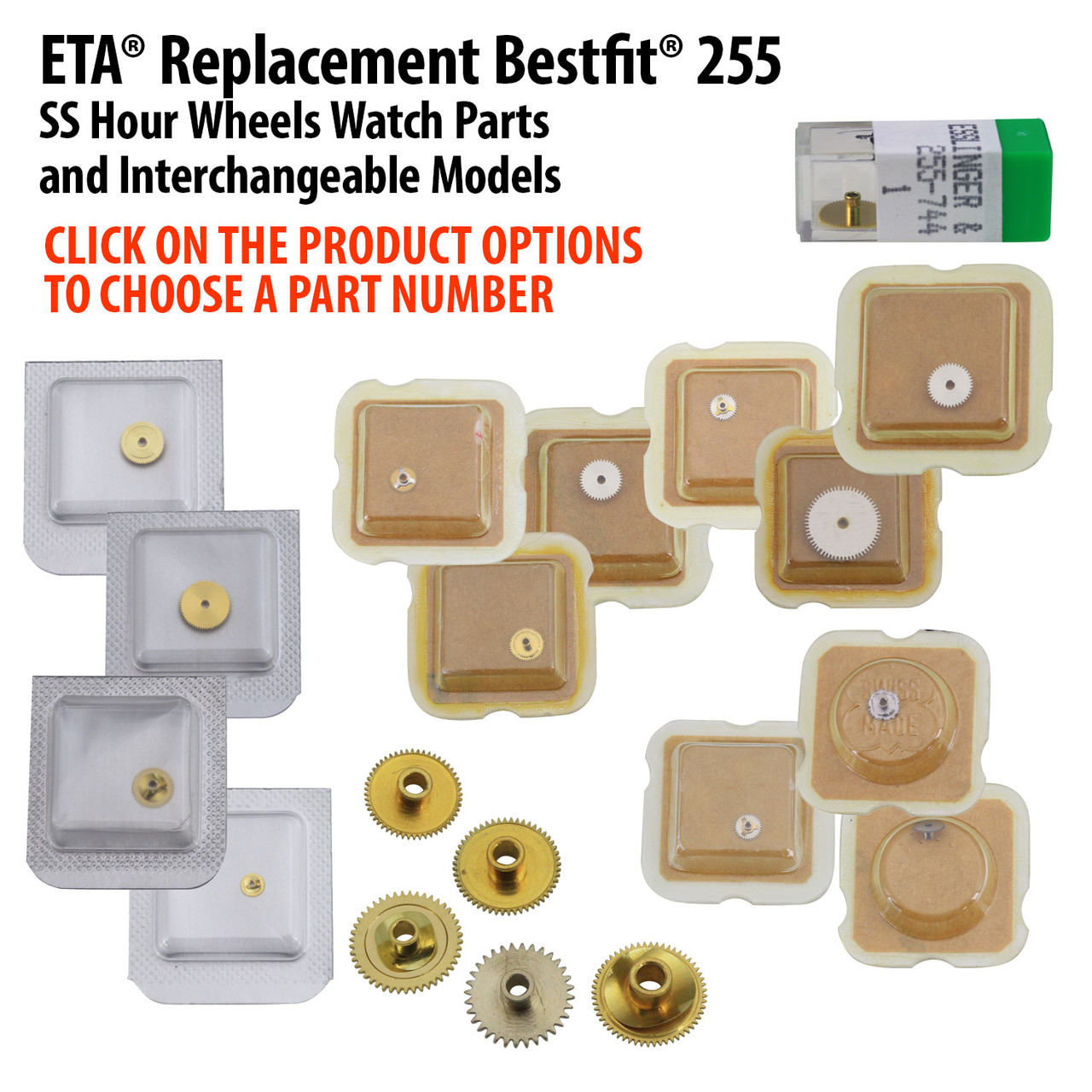 ETA® Replacement Bestfit® #255 SS Hour Wheels Watch Parts And ...
