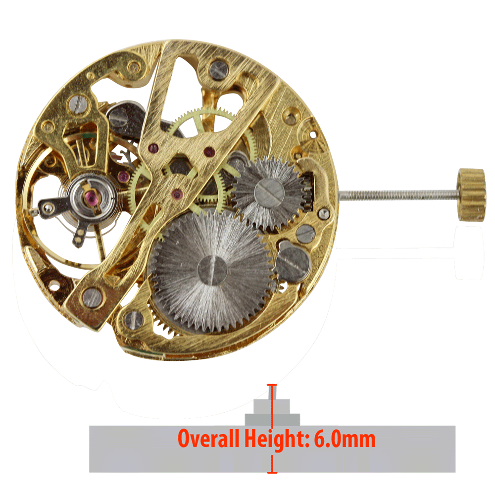 Mechanical 3 Hand Watch Movement 2650G Overall Height 6.0mm