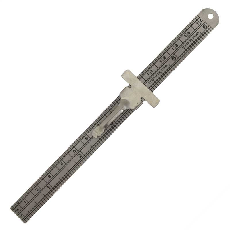 6" Stainless Steel Ruler with Depth Gauge