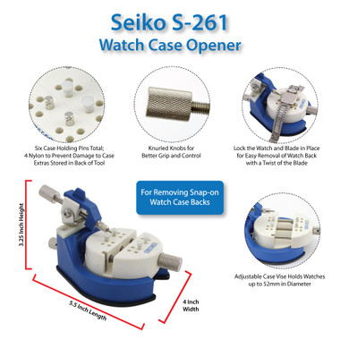 Seiko S-261 Watch Case Back Opener Knife with Vise Holder for Snap on ...