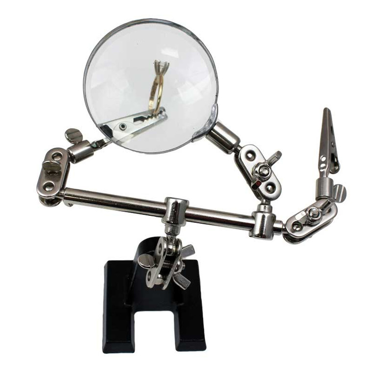 Double Third Hand with Magnifier Hands Free Work Holder Vise Clamp ...