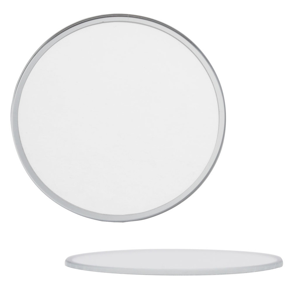 Round Flat Mineral Glass Watch Crystals With 1 mm Silver Edge Trim
