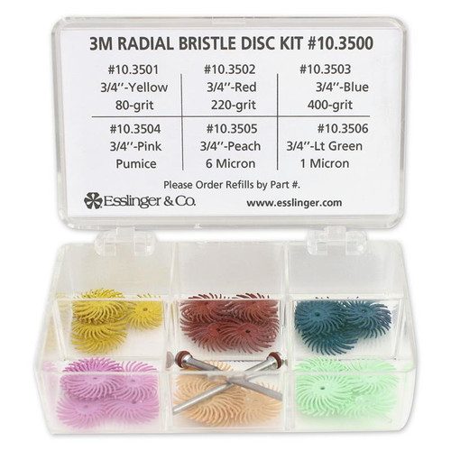 3M® Radial Bristle Disc Kit 6 Grits 3/4" Metal Polishing Buffing Wheels ...