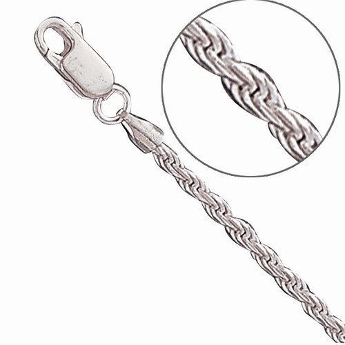 Sterling Silver, 2.2mm Diamond Cut Rope Chain - Esslinger.com