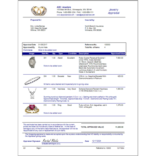 basic Watch and Jewelry Appraisal Software