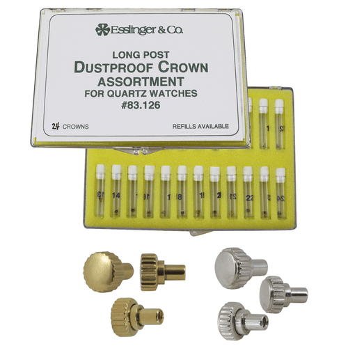 Assorted Long Post Quartz Dustproof Watch Crowns 48 Pieces