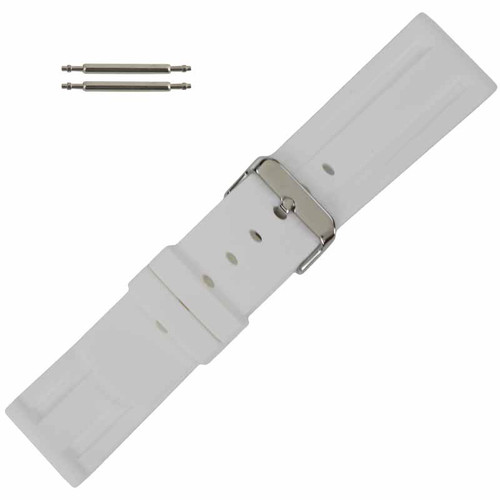 24MM Silicone Watch White Band Rubber Jelly Strap