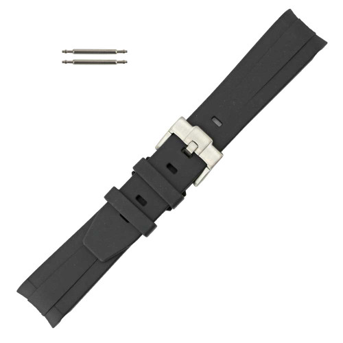 Black Silicone 20MM Made to Fit Rolex® Curved End Watch Band 7-3/4 Inch ...