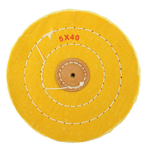 Yellow Treated Muslin Polishing Buff 3 Rows Stitching with Leather Center