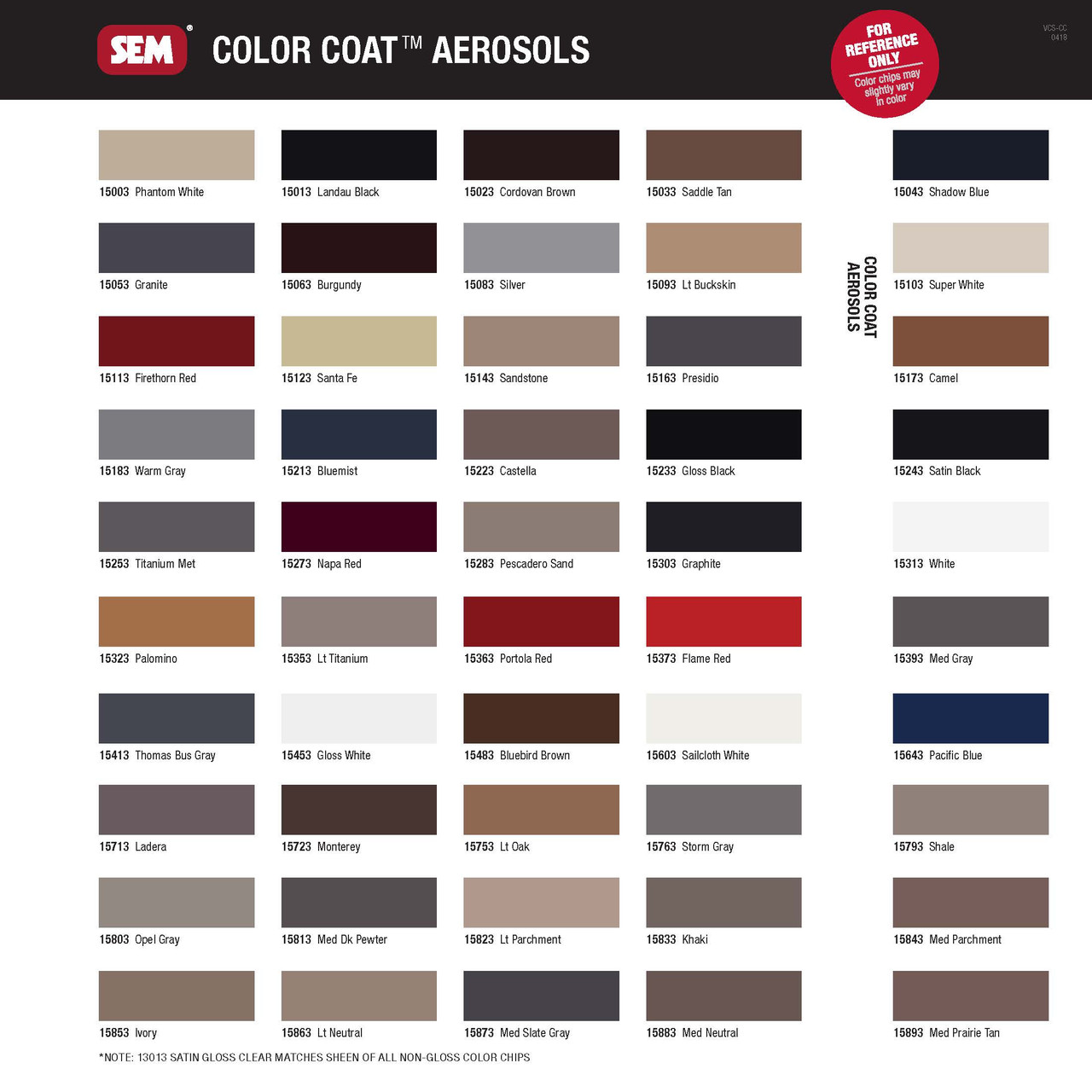 SEM Color Coat™ Aerosols SEM Color Coat™ Aerosols