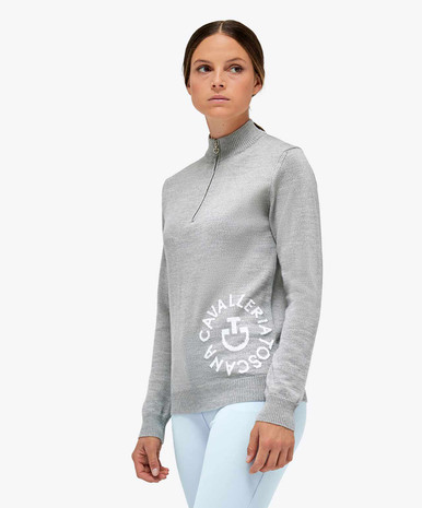 CLEAROUT-Cavalleria Toscana Merinos Jaquard Blend Half Zip Orbit Sweater. | Sprucewood Tack