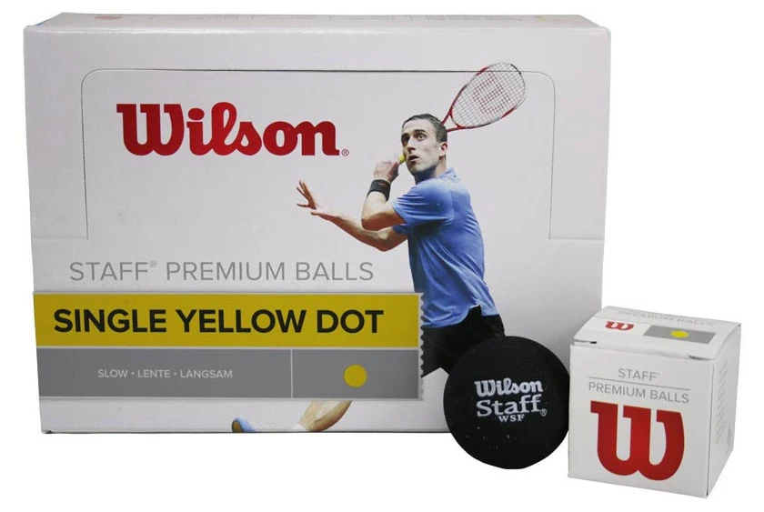 Wilson Staff Single Yellow Dot Squash Balls 12 Pack - Apollo Leisure