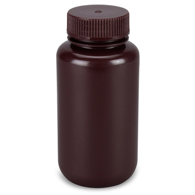 Bottle, Wide Mouth, Round, Amber HDPE with Amber PP Closure, 250mL ...