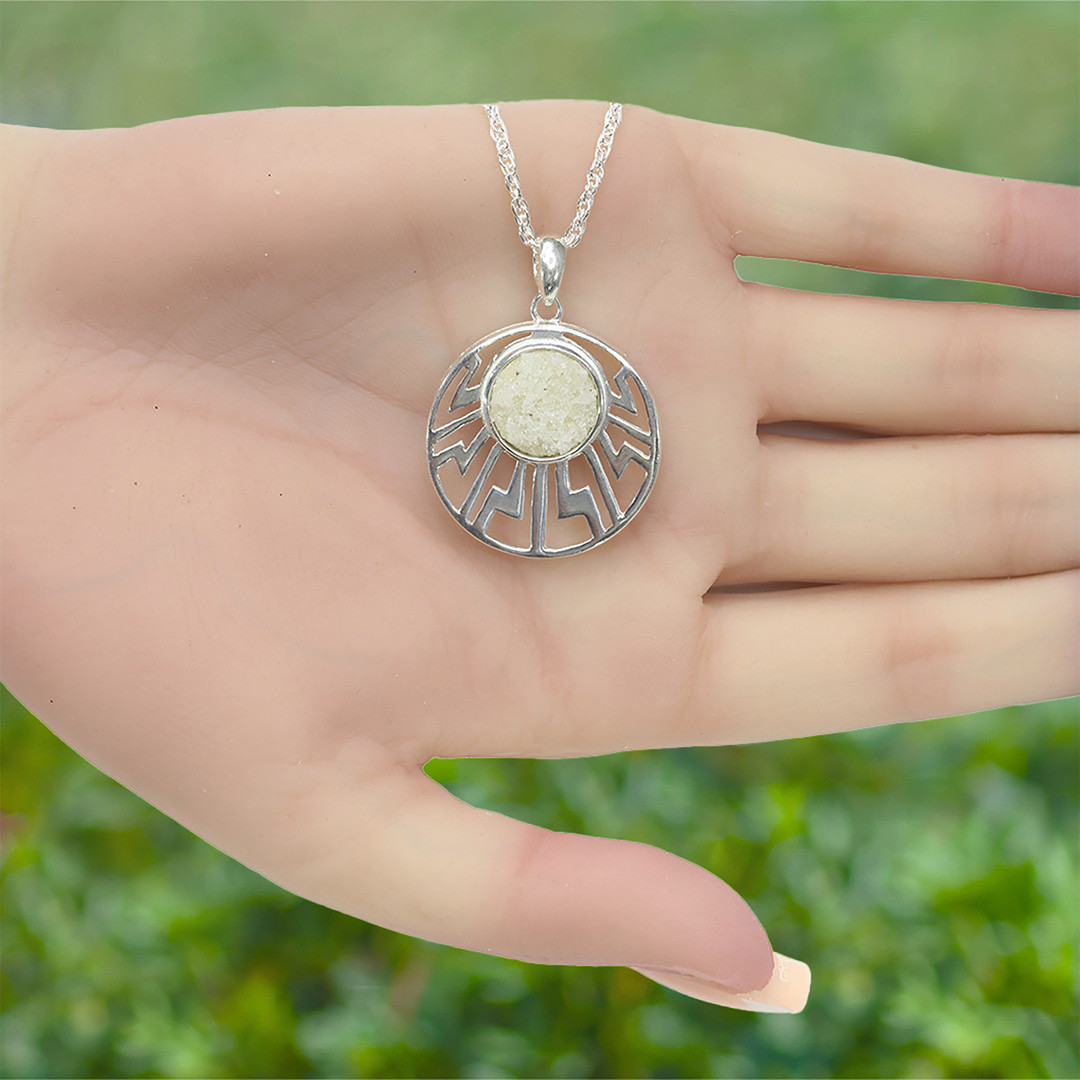 Fulgurite Jewelry Sterling Aztec Design