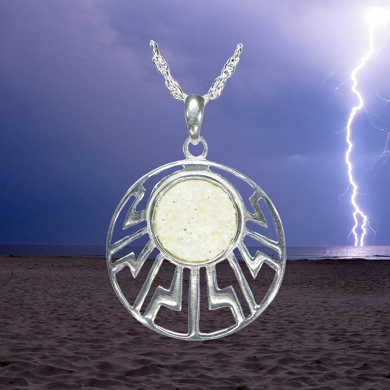Fulgurite Jewelry Sterling Aztec Design