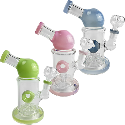 7" Orb Macaroni Star Perc Bong with Bowl | Assorted Colors