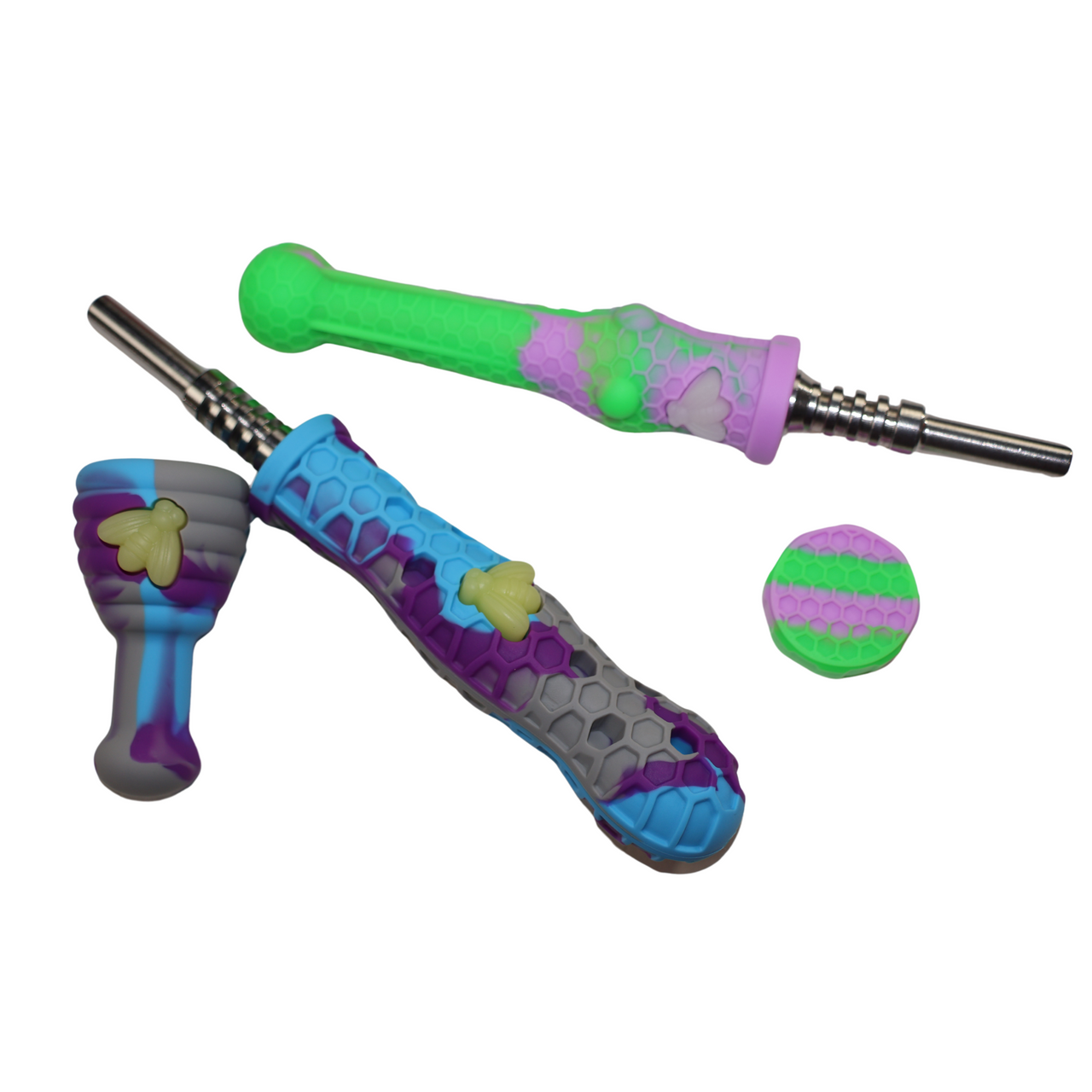 Luvbuds Silicone Dab Straw With Honey Bee 14mm Tip Assorted Colors