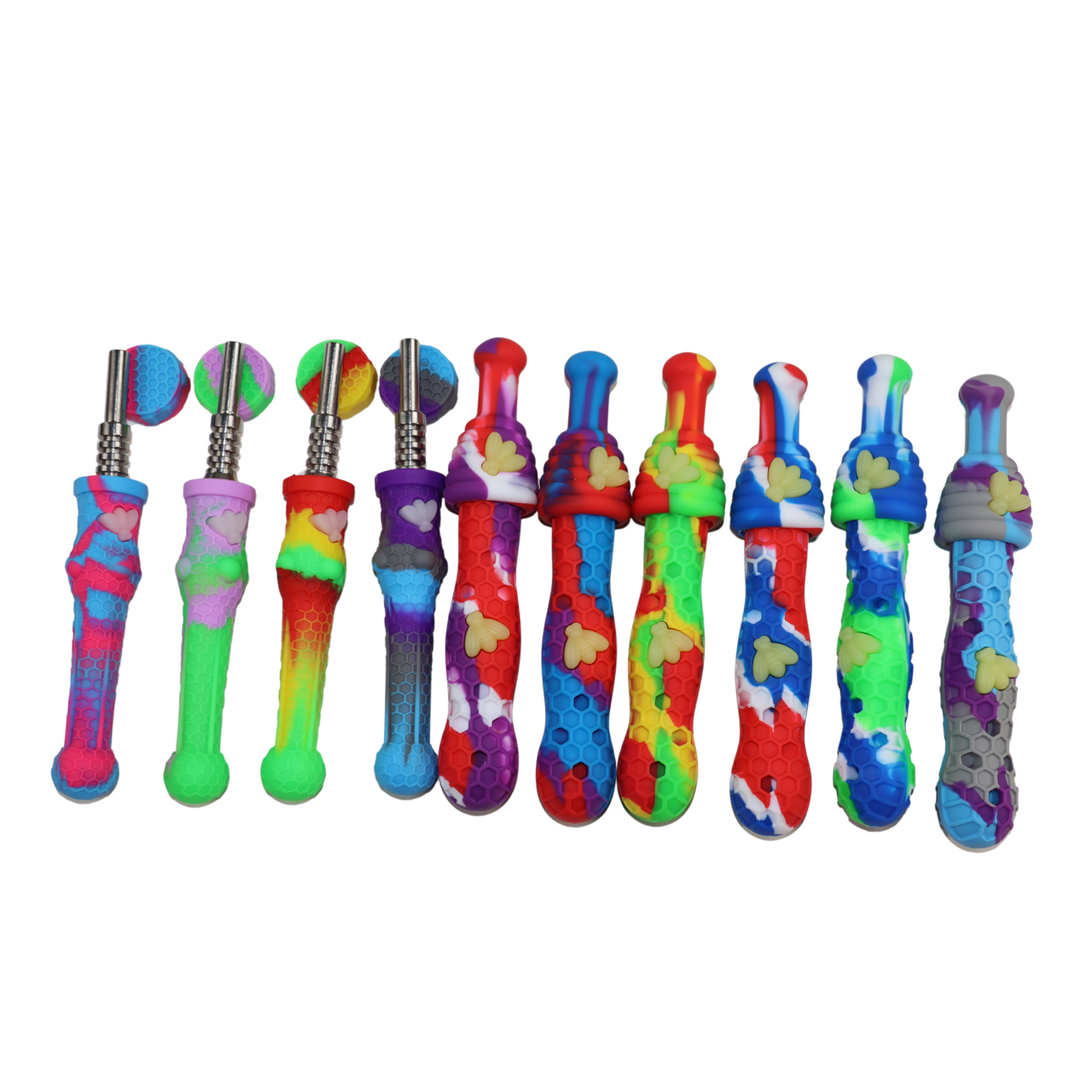 Luvbuds Silicone Dab Straw With Honey Bee 14mm Tip Assorted Colors
