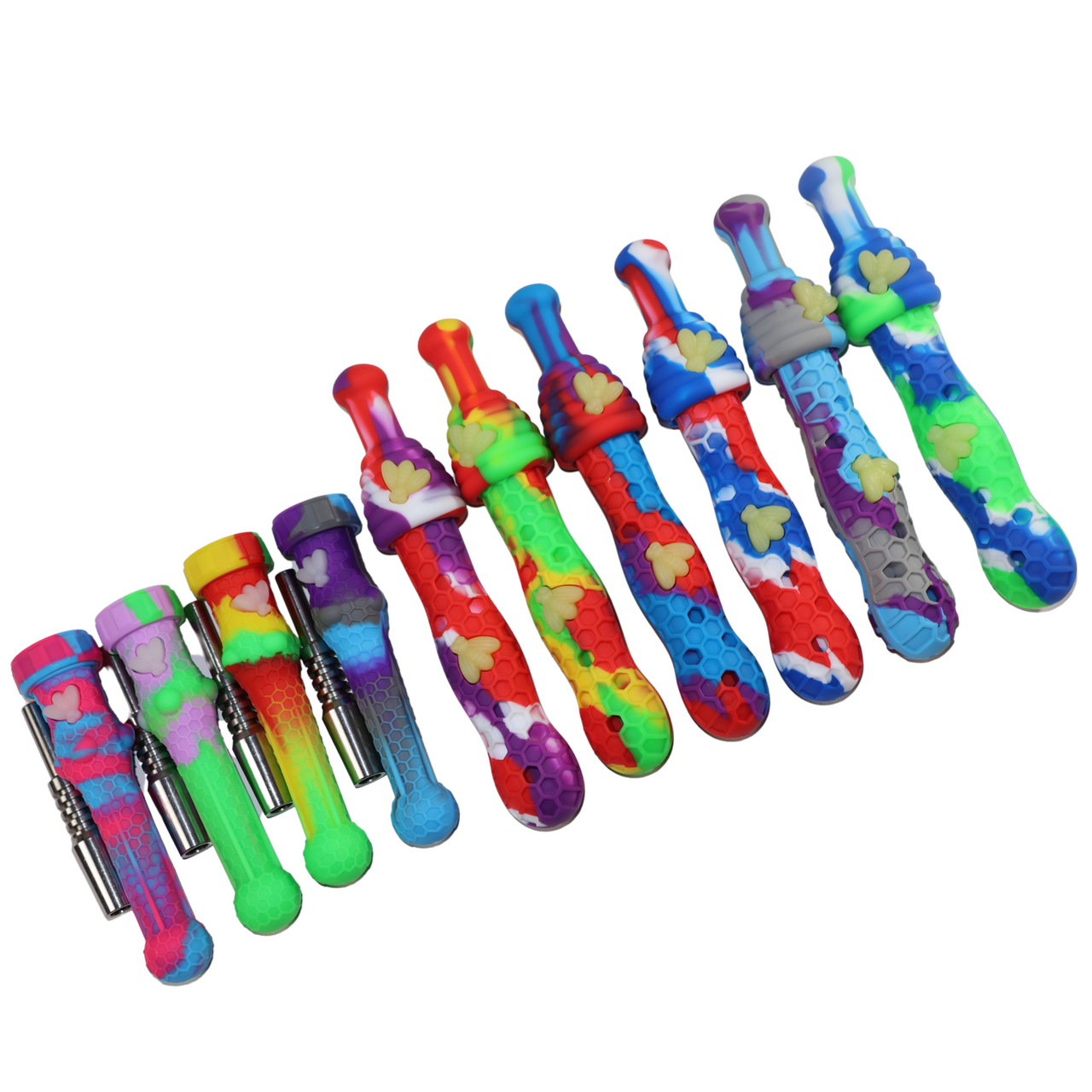Luvbuds Silicone Dab Straw With Honey Bee 14mm Tip Assorted Colors