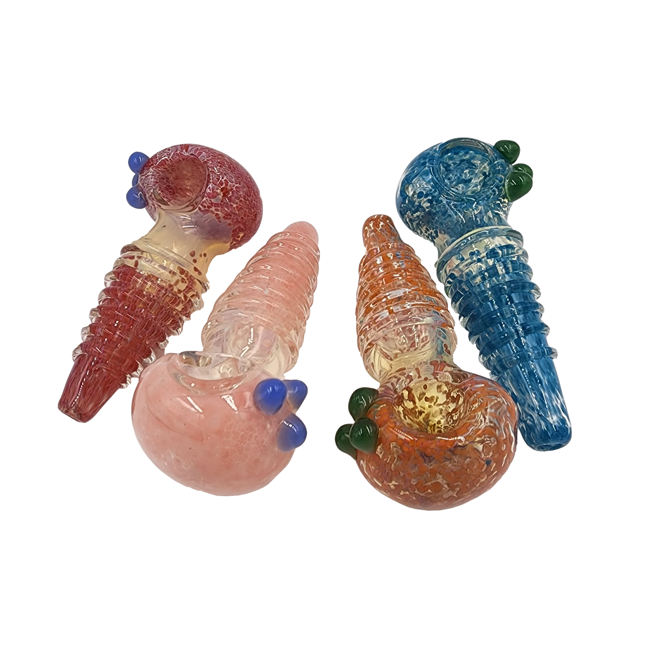 45 Frit And Fume Ring Wrapped Hand Pipe W Knockers Assorted Colors