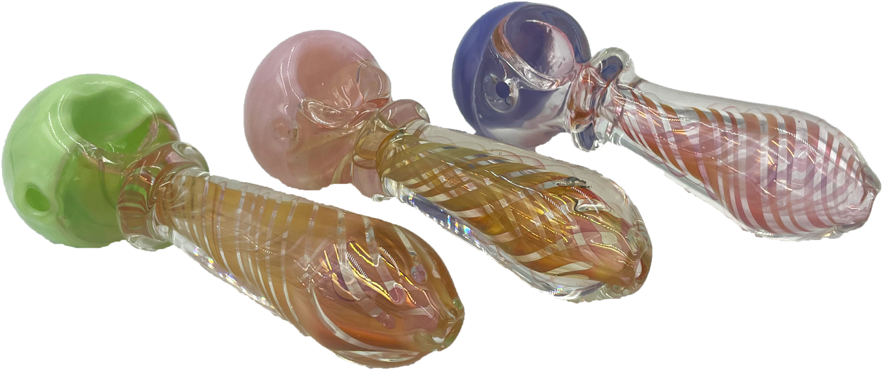 5 Fumed Slime Top Hand Pipe With Swirl Assorted Colors