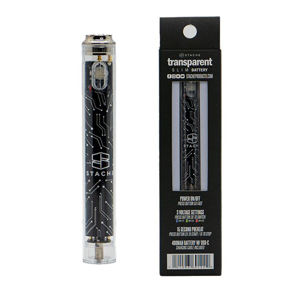 Stache Transparent 510 Battery 400mAh Variable Voltage | Assorted Colors