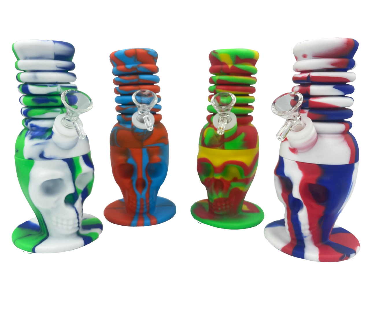 12 Extend Neck Silicone Skull Bong Assorted Colors