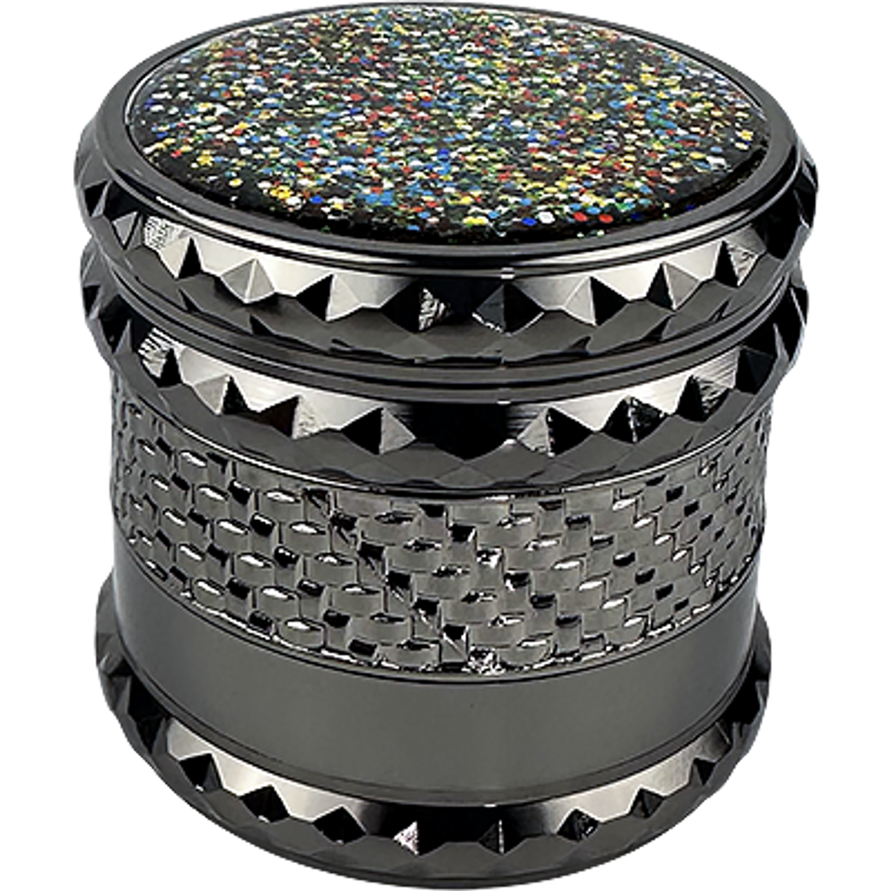 63mm Zinc 4pc Grinder Iridescent Diamond Color And Glitter Top