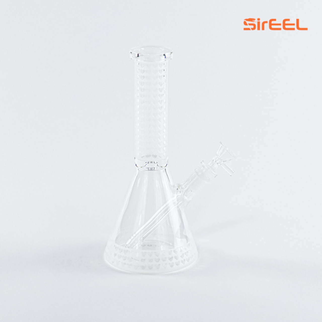 10 Sireel Etched Grid Beaker Bong With Flower Bowl