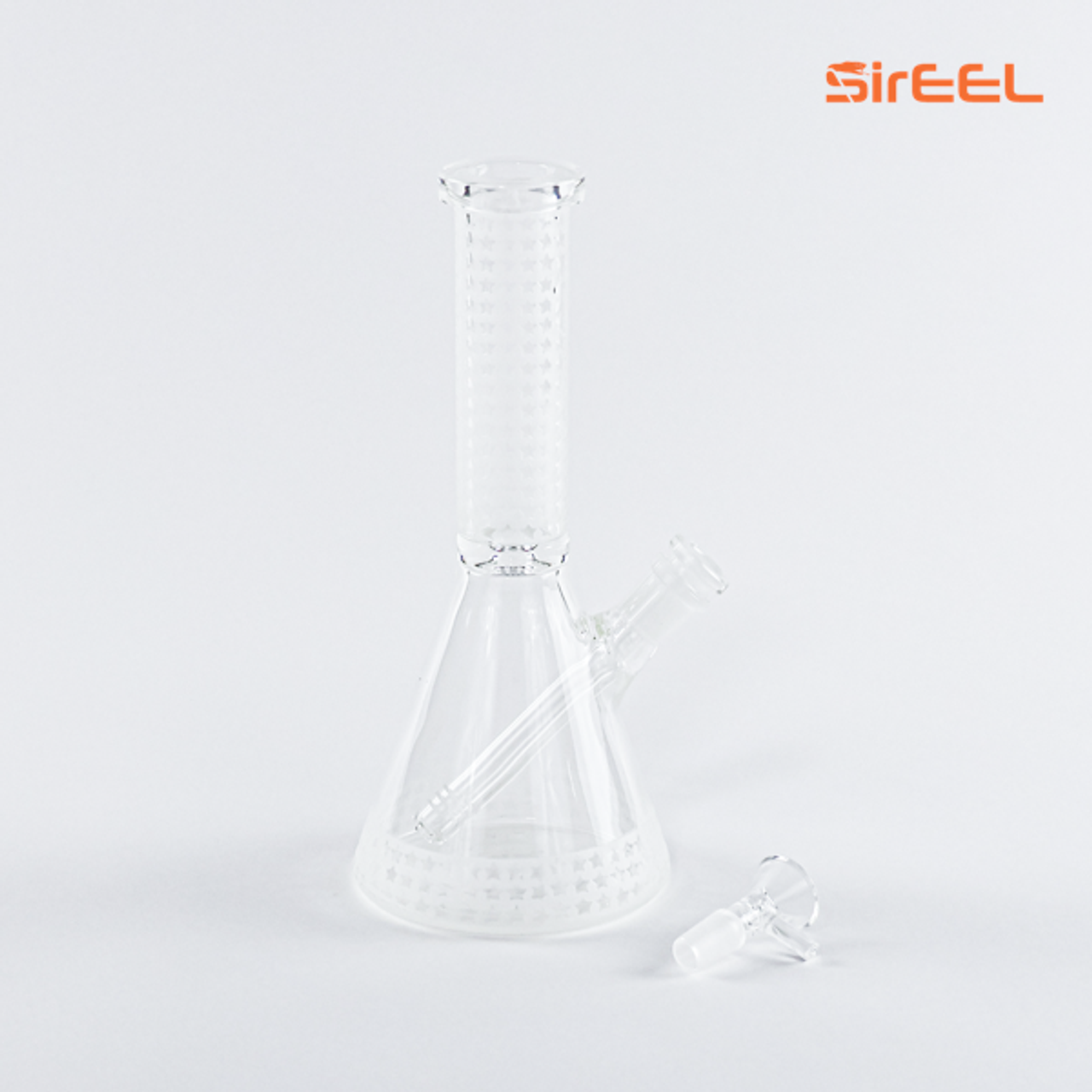 10 Sireel Etched Grid Beaker Bong With Flower Bowl