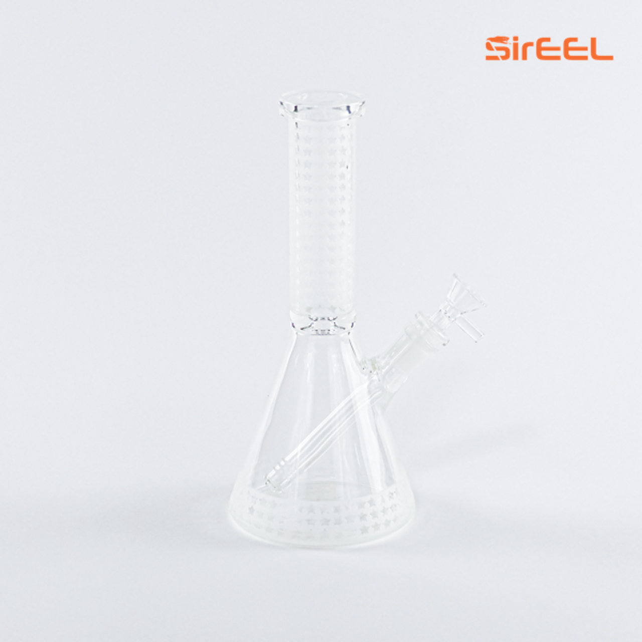 10 Sireel Etched Grid Beaker Bong With Flower Bowl