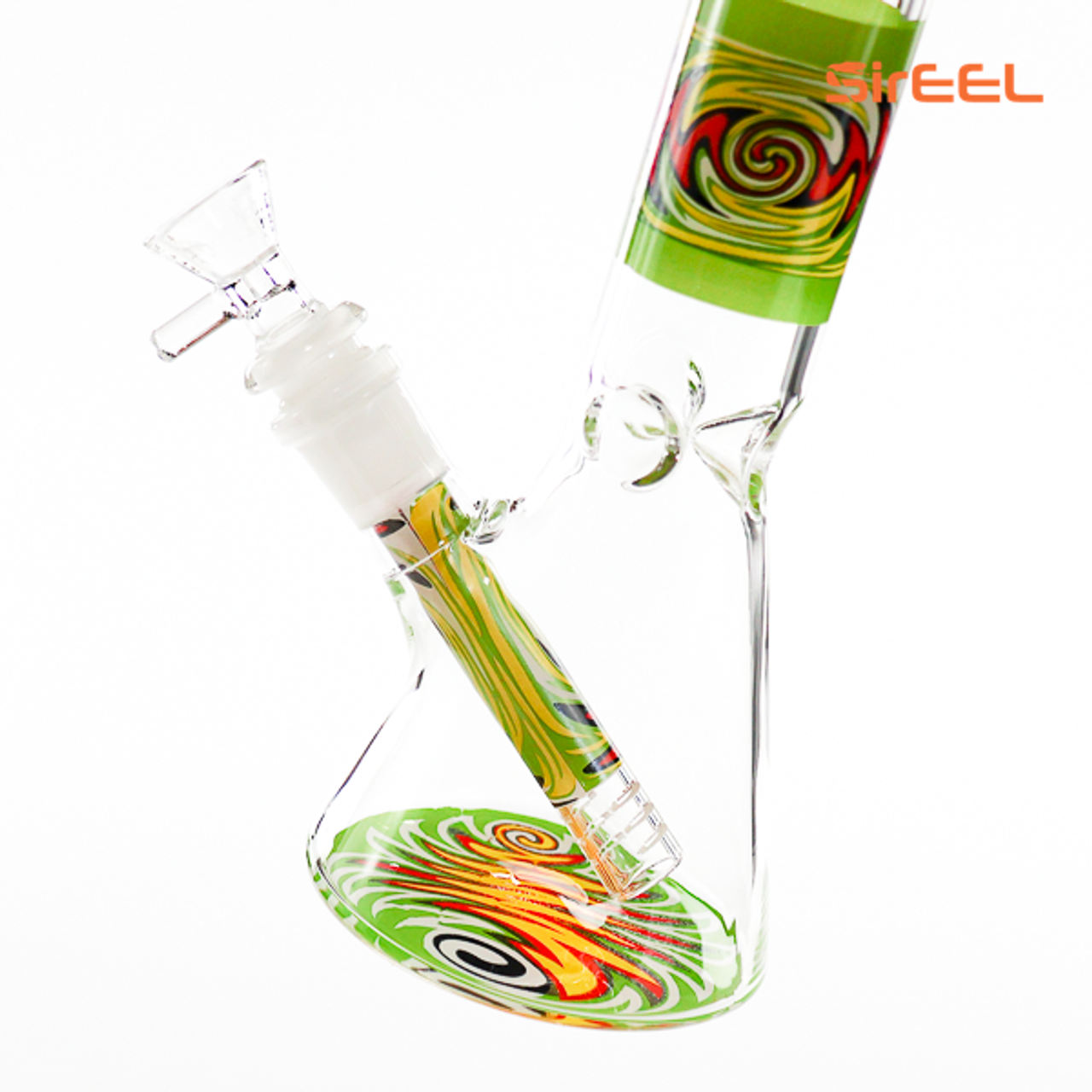 10 Sireel 3 Section Wig Wag Beaker Bong With Flower Bowl Assorted Colors