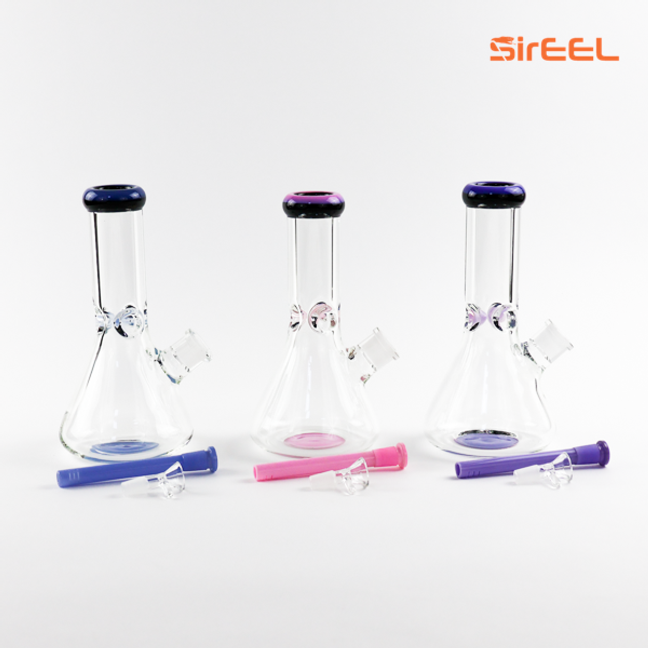 10 Sireel Color Accent Beaker Bong With Flower Bowl Assorted Colors