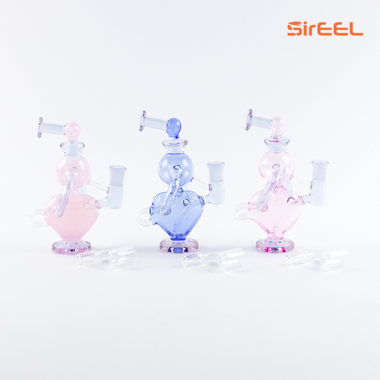 Sireel 7 Love Loop Recycler Water Pipe With Bowl Assorted Lovely Colors