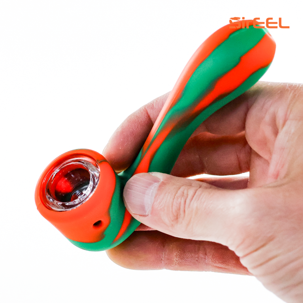 55 Sireel Silicone Savant Hand Pipe With Glass Screen Assorted Colors