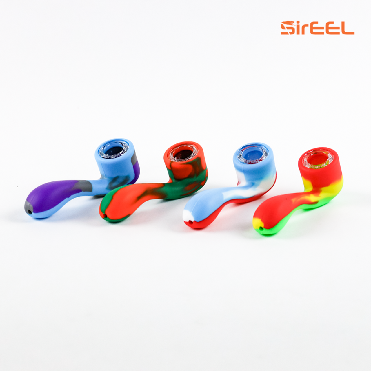55 Sireel Silicone Savant Hand Pipe With Glass Screen Assorted Colors