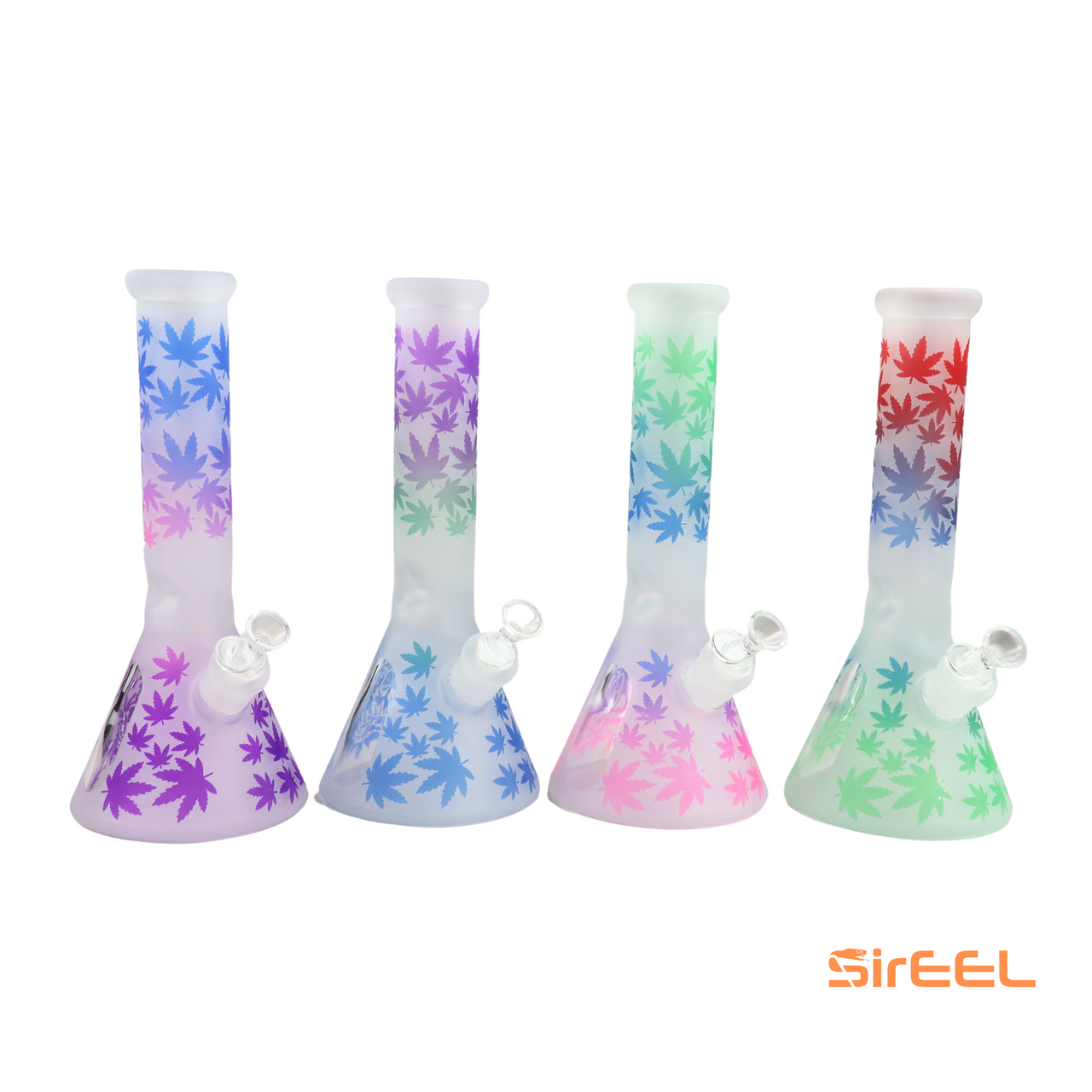 Sireel 125 Tuffluv 7mm Beaker Bong With Frosted Leaf Windowpane