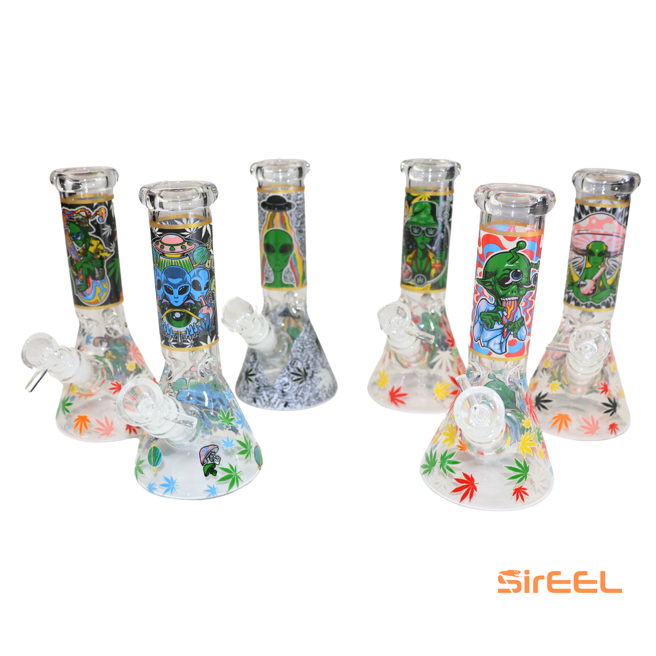 Sireel 8 420 Leaf Eelien Beaker Bong With Bowl Assorted Colors May Vary