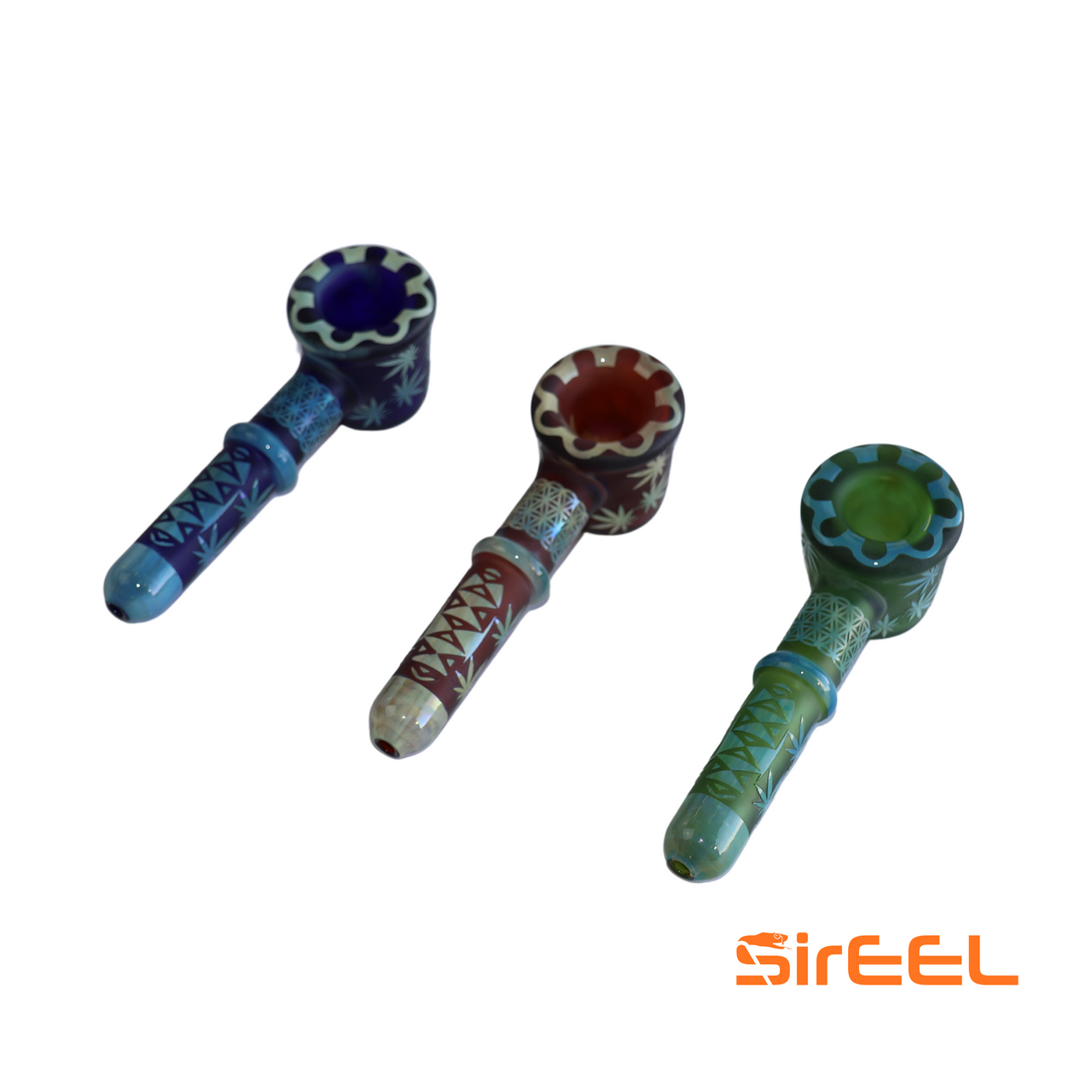 Sireel 5 Etched Leaf Cosmic Cobb Hand Pipe Assorted Colors May Vary