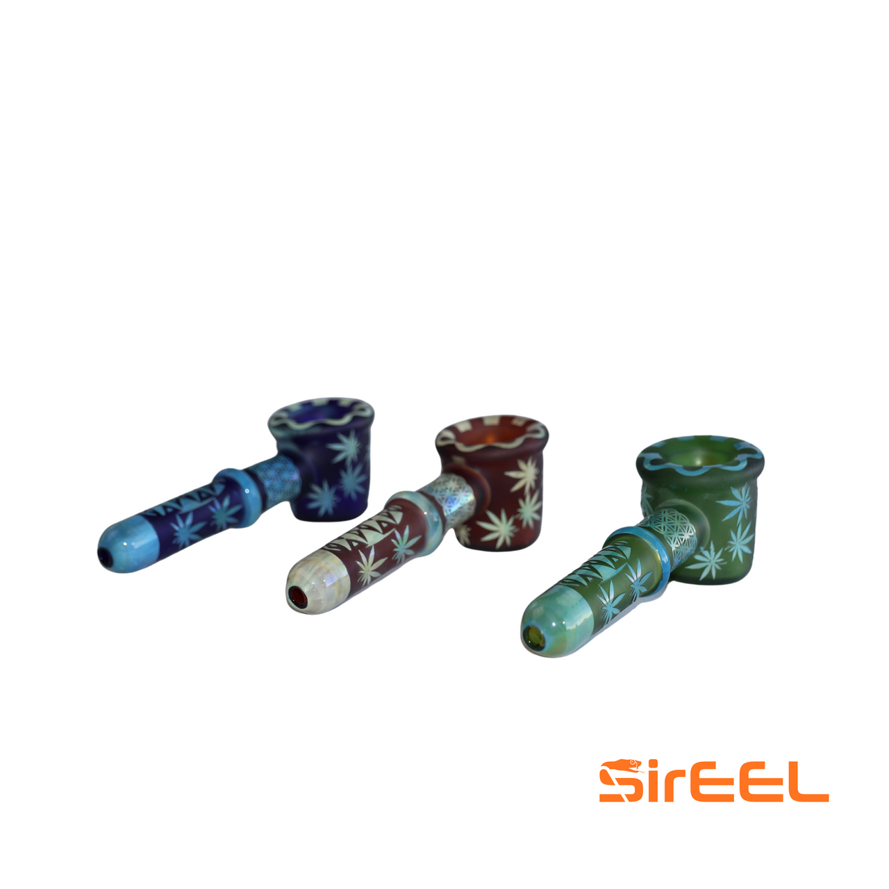 Sireel 5 Etched Leaf Cosmic Cobb Hand Pipe Assorted Colors May Vary