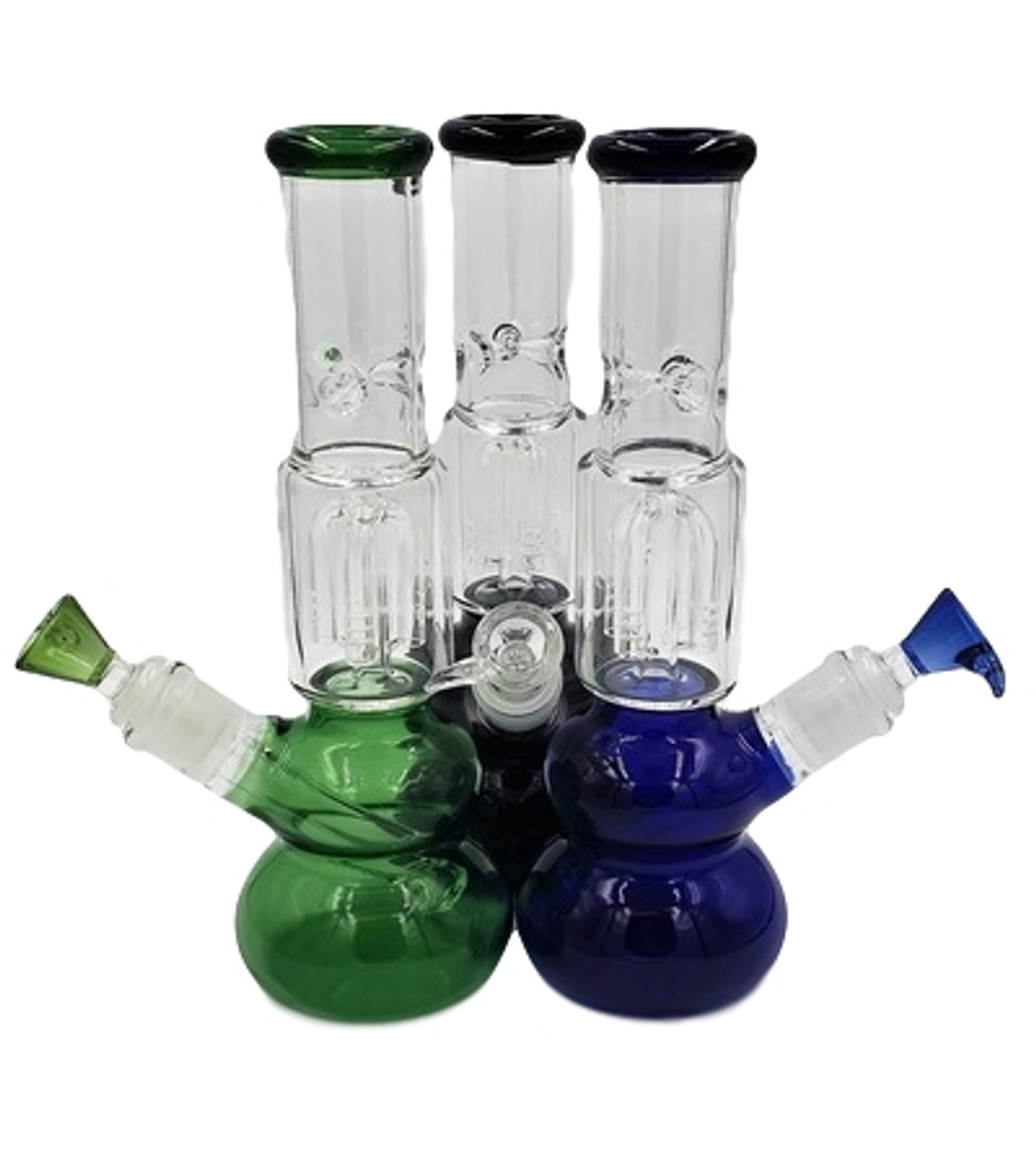 10 Four Arm Tree Perc Bongwater Pipe Assorted Colors Blue Black