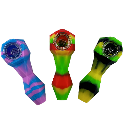 Luvbuds 425 Silicone Hand Pipe With Glass Bowl Storage And Dabber