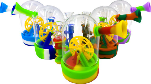 5" Holiday Themed Silicone Water-Wheel Dome Bong | Assorted Colors