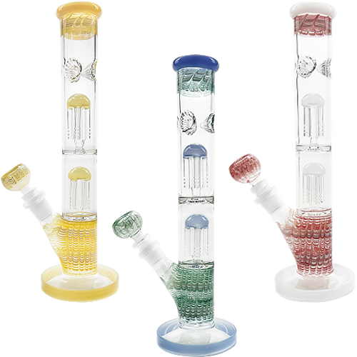 115 3 Ball Neck Water Pipebong Assorted Colors Comes With Flower