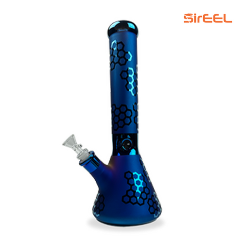8 Sireel Clear Etched Bong With Bowl Assorted Designs