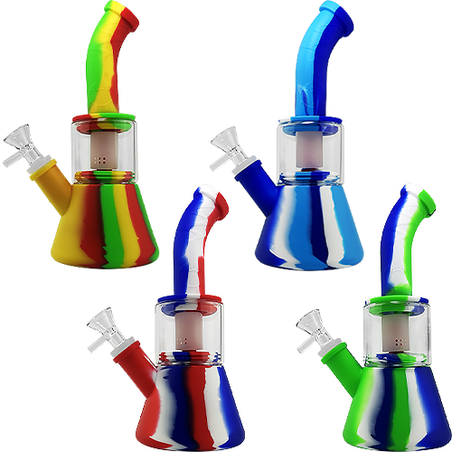 LuvBuds - 9" Silicone Beaker Bong/Rig with Shower Perc, Assorted Colors ...